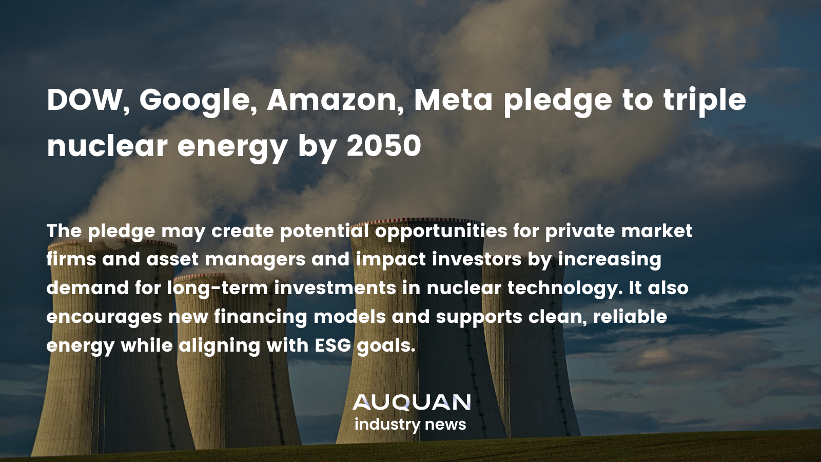 Dow Google Amazon Meta Pledge To Triple Nuclear Energy By 2050